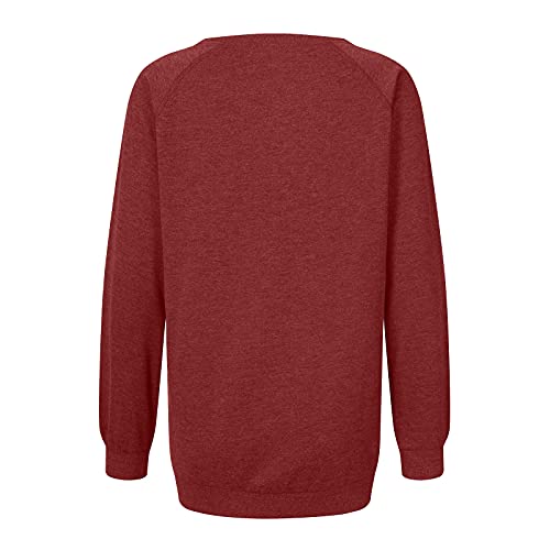 raillery Womens Fashion Solid Color Print SweaterLong Sleeve O Neck Blouse Loose Casual Tunic Tops