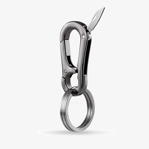 Anewsun Keychain 3 Pieces Metal Car Fob Key Chain Holder Clip, Carabiner Key Chain Ring Holder for Belt, Quick Release Keychain Clip for Men & Women, Gunmetal…