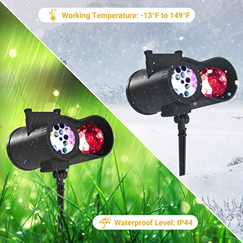 Christmas Holiday LED Projector Lights,Waterproof 3D Ocean Wave & 20 Patterns Double Projection Light with Remote for Birthday Party Garden Decorations