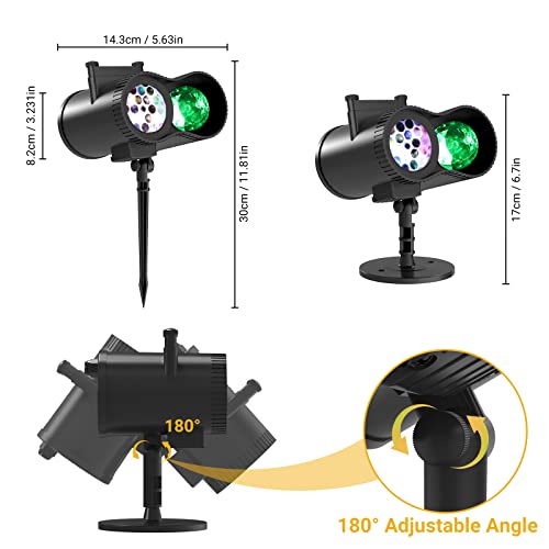 Christmas Holiday LED Projector Lights,Waterproof 3D Ocean Wave & 20 Patterns Double Projection Light with Remote for Birthday Party Garden Decorations