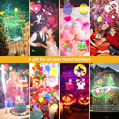 Christmas Holiday LED Projector Lights,Waterproof 3D Ocean Wave & 20 Patterns Double Projection Light with Remote for Birthday Party Garden Decorations