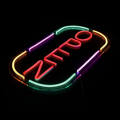 Sifxouped Open Sign,16.5" x 9" Neon Open Signs for Business,Vertical Light Open Sign with 4 Colors,Open Sign Includes Business Hours and Open & Closed Signs