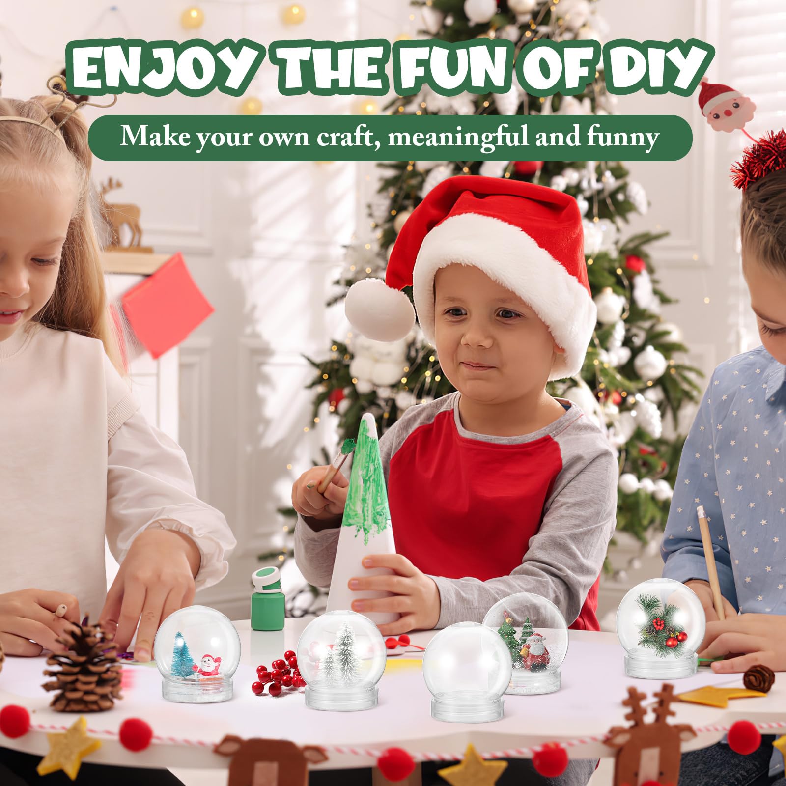 EXCEART 10pcs DIY Clear Plastic Water Globe Snow Globe 2Inch Clear Snow Globe with Screw Off Cap for DIY Crafts Christmas Home Decoration