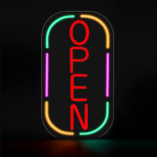 Sifxouped Open Sign,16.5" x 9" Neon Open Signs for Business,Vertical Light Open Sign with 4 Colors,Open Sign Includes Business Hours and Open & Closed Signs