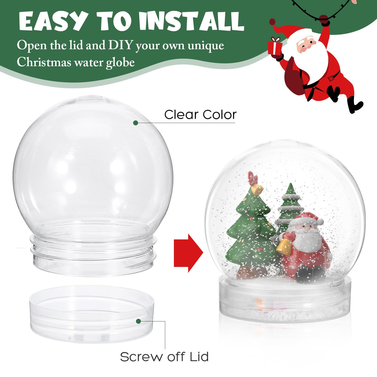 EXCEART 10pcs DIY Clear Plastic Water Globe Snow Globe 2Inch Clear Snow Globe with Screw Off Cap for DIY Crafts Christmas Home Decoration
