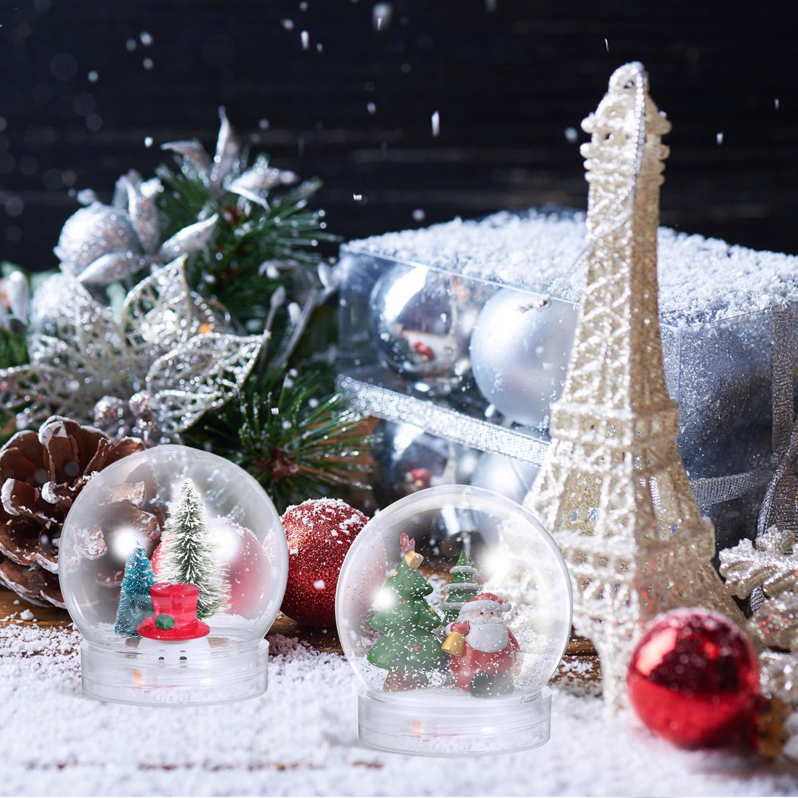 EXCEART 10pcs DIY Clear Plastic Water Globe Snow Globe 2Inch Clear Snow Globe with Screw Off Cap for DIY Crafts Christmas Home Decoration