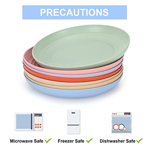 ZongXing 14 Pack Plates Set, 9 inch Wheat Straw Plates, Lightweight Unbreakable Dinner Plates Set, Healthy Cereal Dishes Dishwasher & Microwave Safe, Multi Color