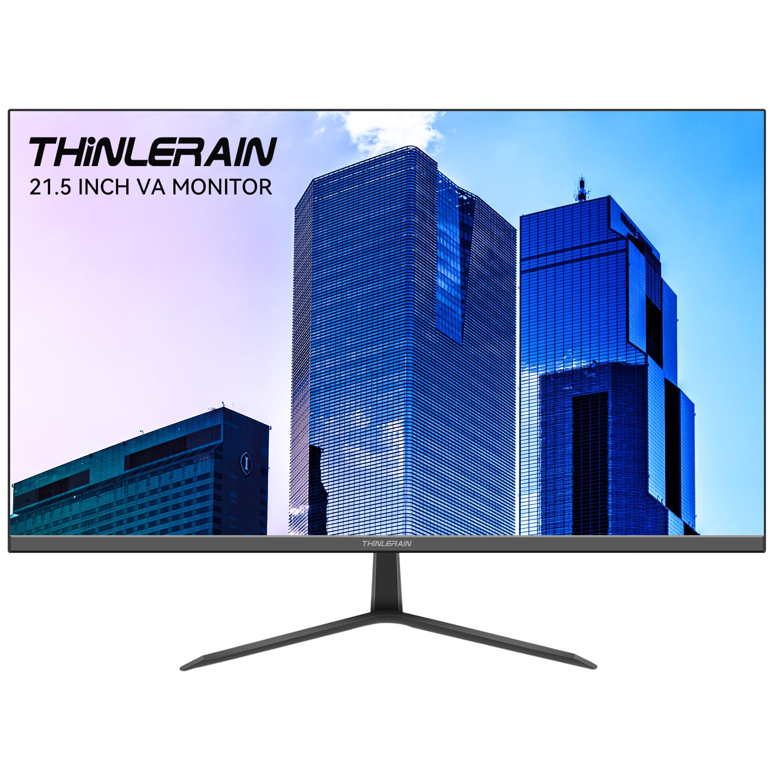 Thinlerain 21.5 inch pc Monitor, LED Monitor with Full HD (1920 x 1080) 75Hz 5MS VA Panel, Zero Frame Monitor Desk Monitor with HDMI & VGA Port, for Laptop Computer, Black