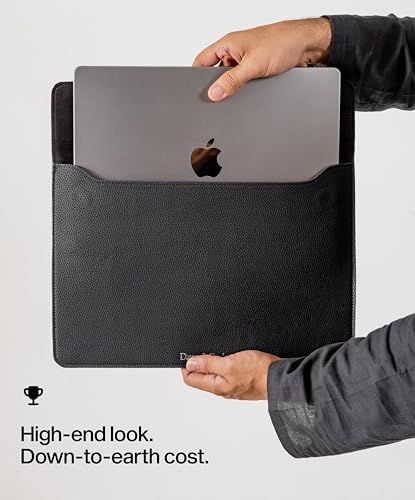 Dawn & Dusk's 13 inch Laptop Sleeve Compatible with MacBook Pro & MacBook Air, PU Leather, Vegan Friendly, Hand-Made, Magnetic Flap, Black.