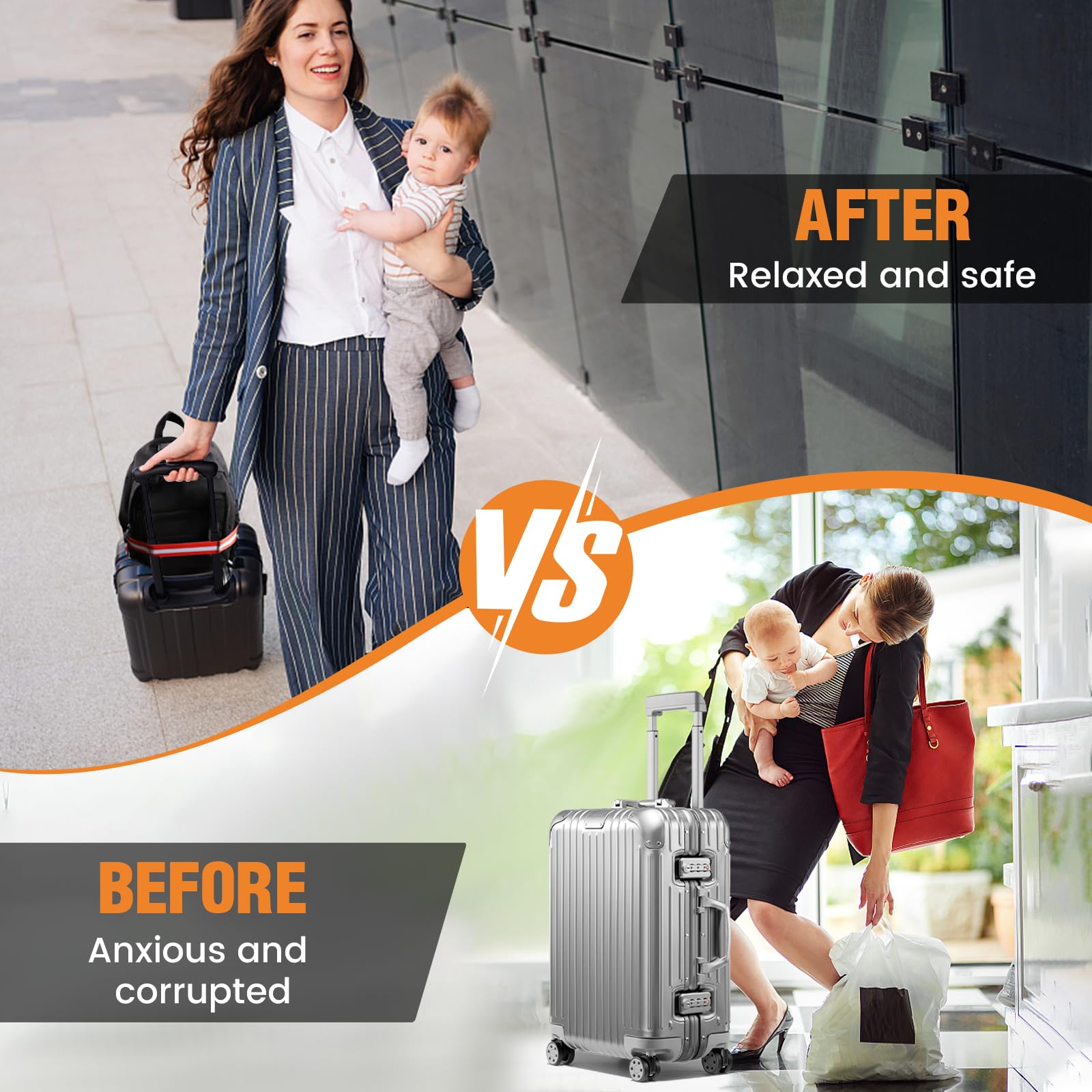 Travel Belt for Luggage Over Handle, Safecube Luggage Strap for Carry On Bag, Elastic Luggage Belt Strap for Suitcases Add a Bag, Adjustable Luggage Bungee Straps, Securing Luggage for Travel