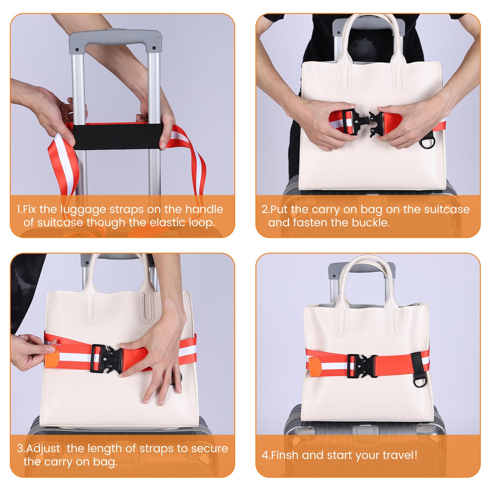 Travel Belt for Luggage Over Handle, Safecube Luggage Strap for Carry On Bag, Elastic Luggage Belt Strap for Suitcases Add a Bag, Adjustable Luggage Bungee Straps, Securing Luggage for Travel