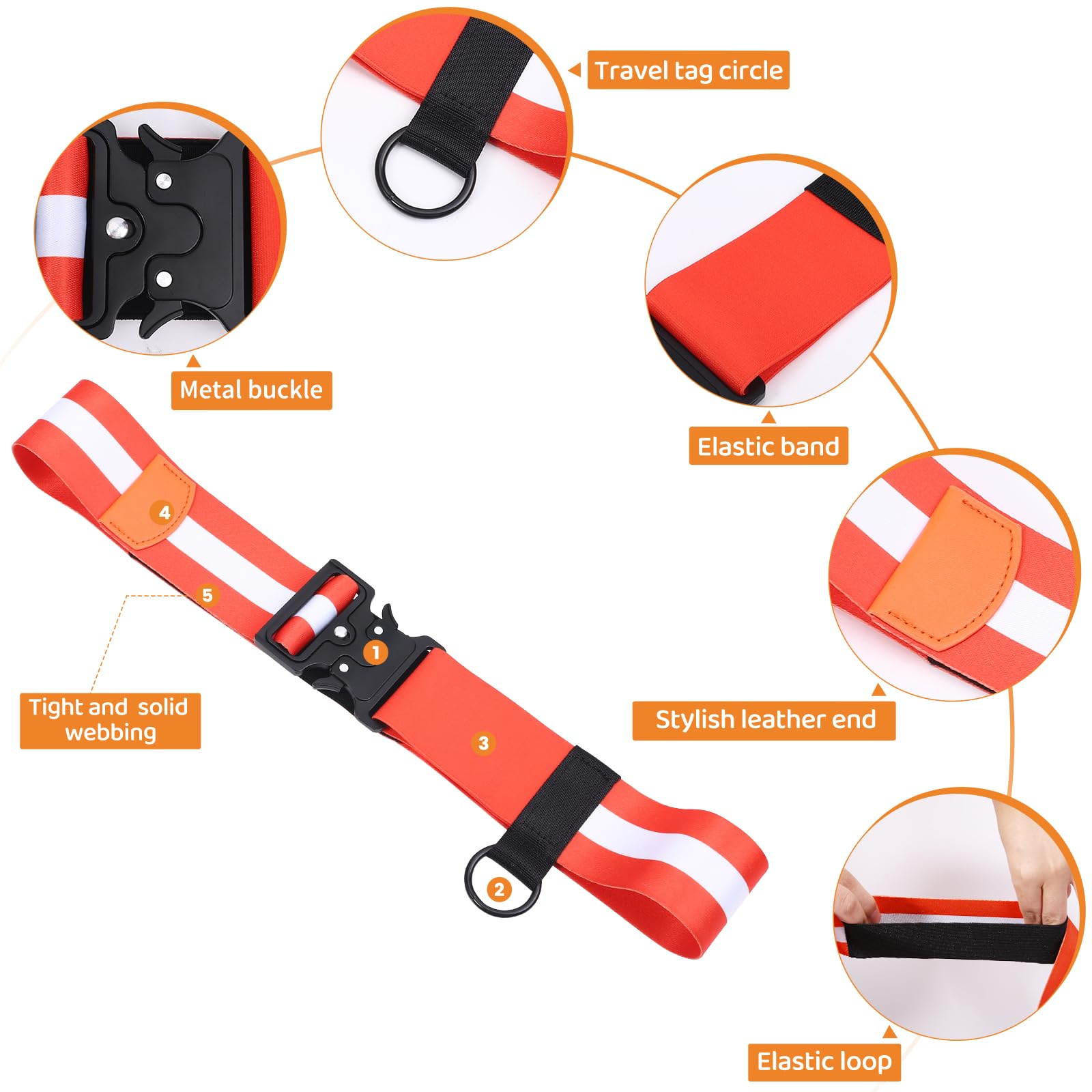 Travel Belt for Luggage Over Handle, Safecube Luggage Strap for Carry On Bag, Elastic Luggage Belt Strap for Suitcases Add a Bag, Adjustable Luggage Bungee Straps, Securing Luggage for Travel