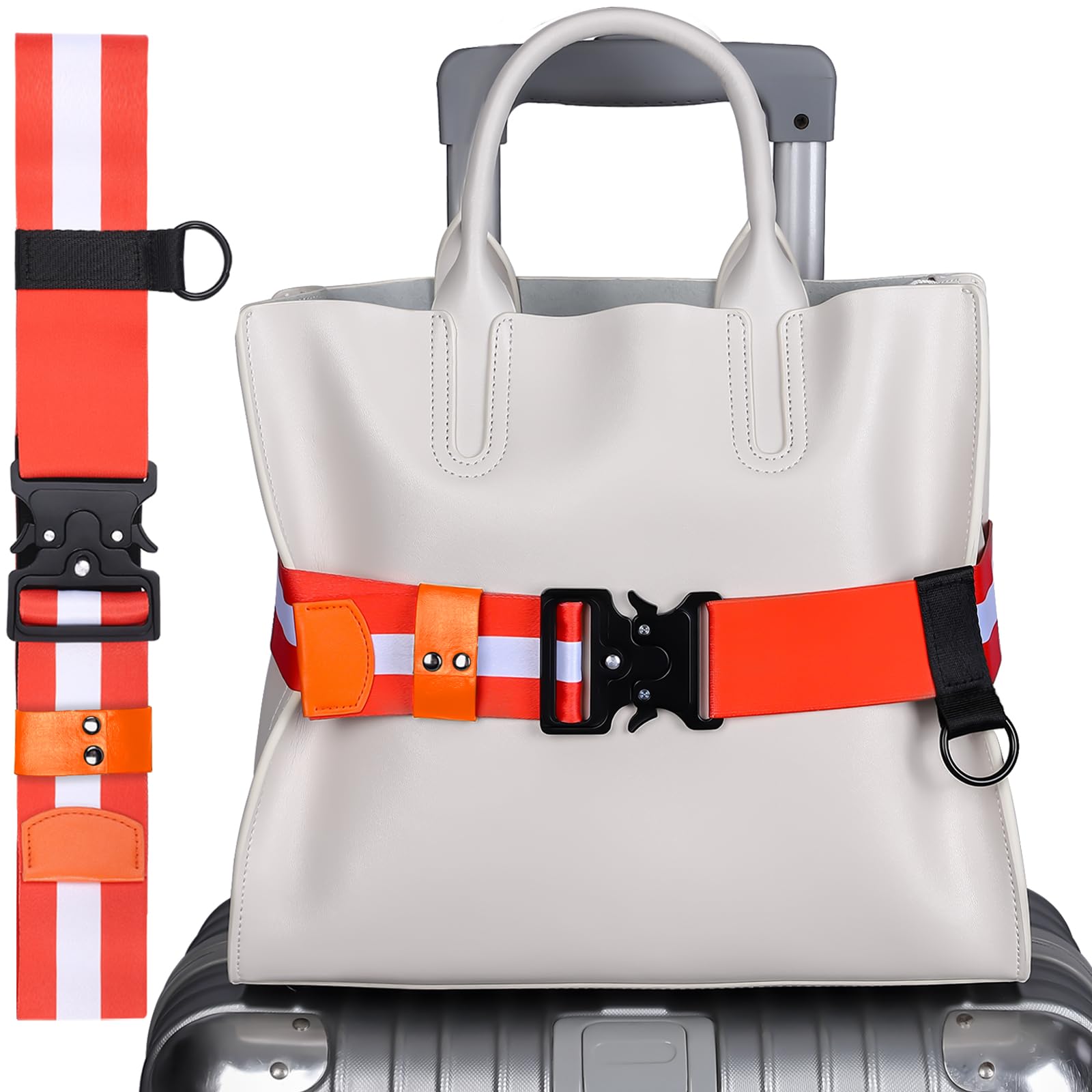 Travel Belt for Luggage Over Handle, Safecube Luggage Strap for Carry On Bag, Elastic Luggage Belt Strap for Suitcases Add a Bag, Adjustable Luggage Bungee Straps, Securing Luggage for Travel