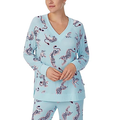 kate spade new york Long Sleeve V-Neck PJ Set Jumping Leopard SM