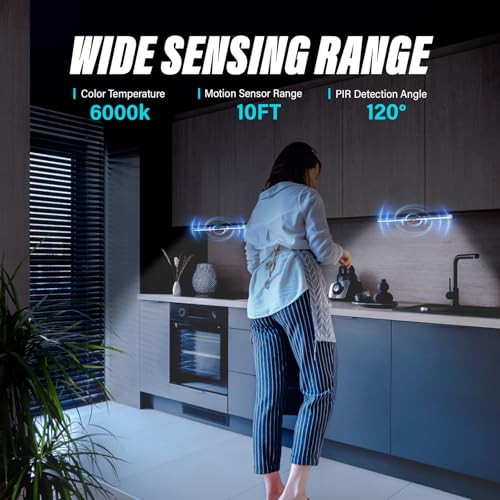 KIFACI Under Cabinet Lighting Indoor Rechargeable 12 Inch, 2 Pack Motion Sensor Under Cabinet Lighting Lights for Kitchen, Stair Wall Closet Light Indoor
