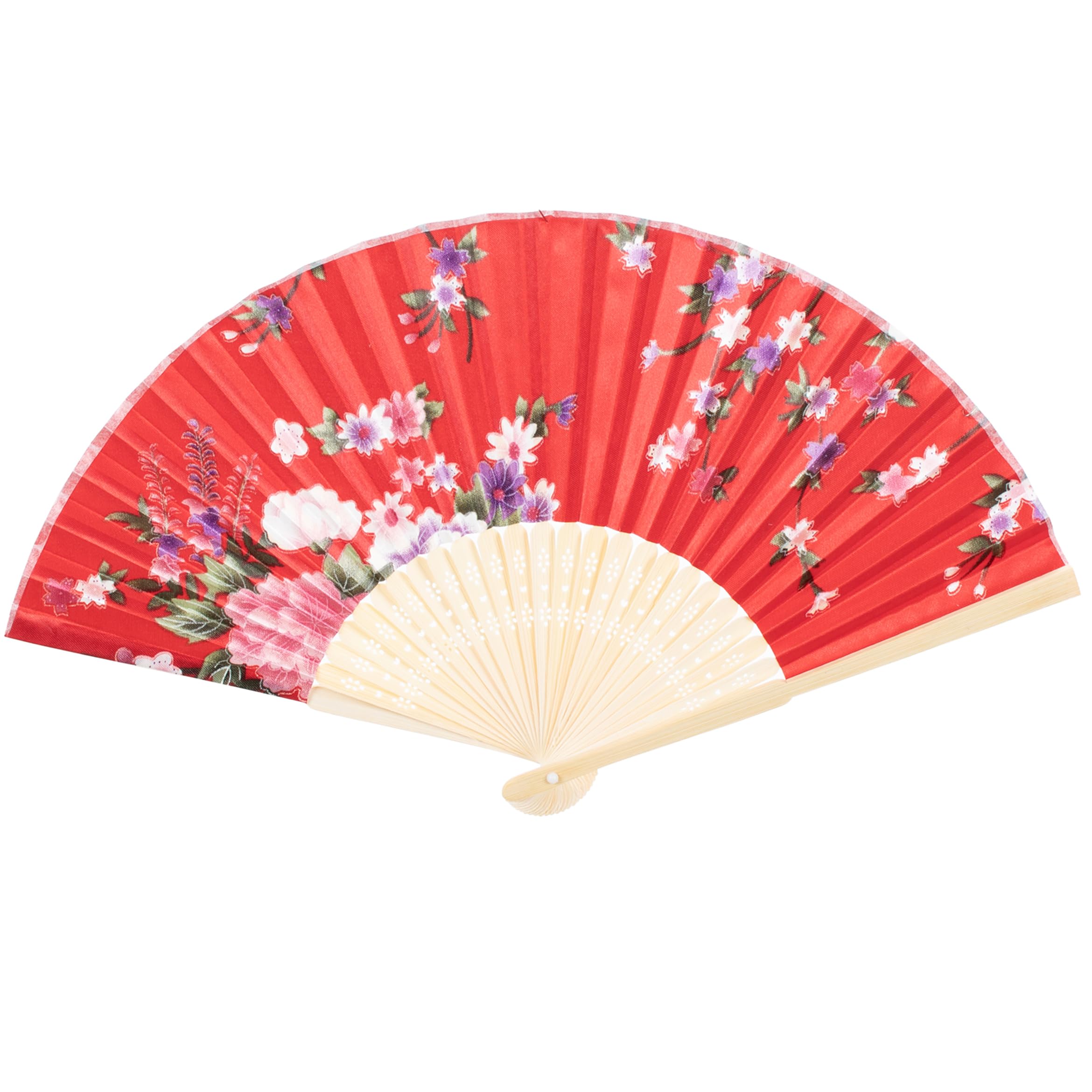 Hand Made Japanese Oriental Parasol Dancing Umbrella 22 inch with Hand held Silk Folding Fans for Kids(Red)