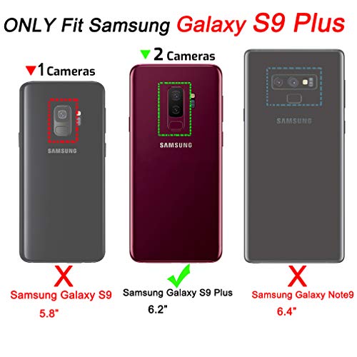 MuZiFei Case for Galaxy S9 Plus, 3-in-1 Ultra-Thin Slim Hard PC Case Cover Anti-Scratches 360 Degree Full Body Protective Cover Compatible with Samsung Galaxy S9+ Plus 6.2“ (Black)