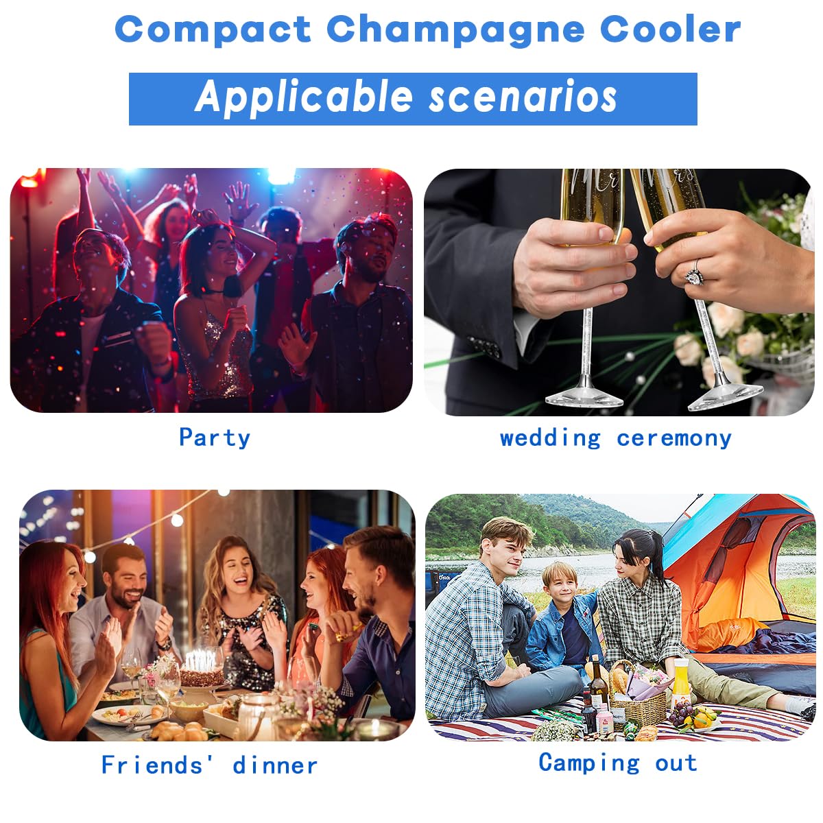 Active Wine Cooler, Freezer Sleeve, Cooler- Carrier, Quick Cooling, Cooling and Keeps Your Drink Cold Keep Cool and Chill Champagne Wine (2 Packs)