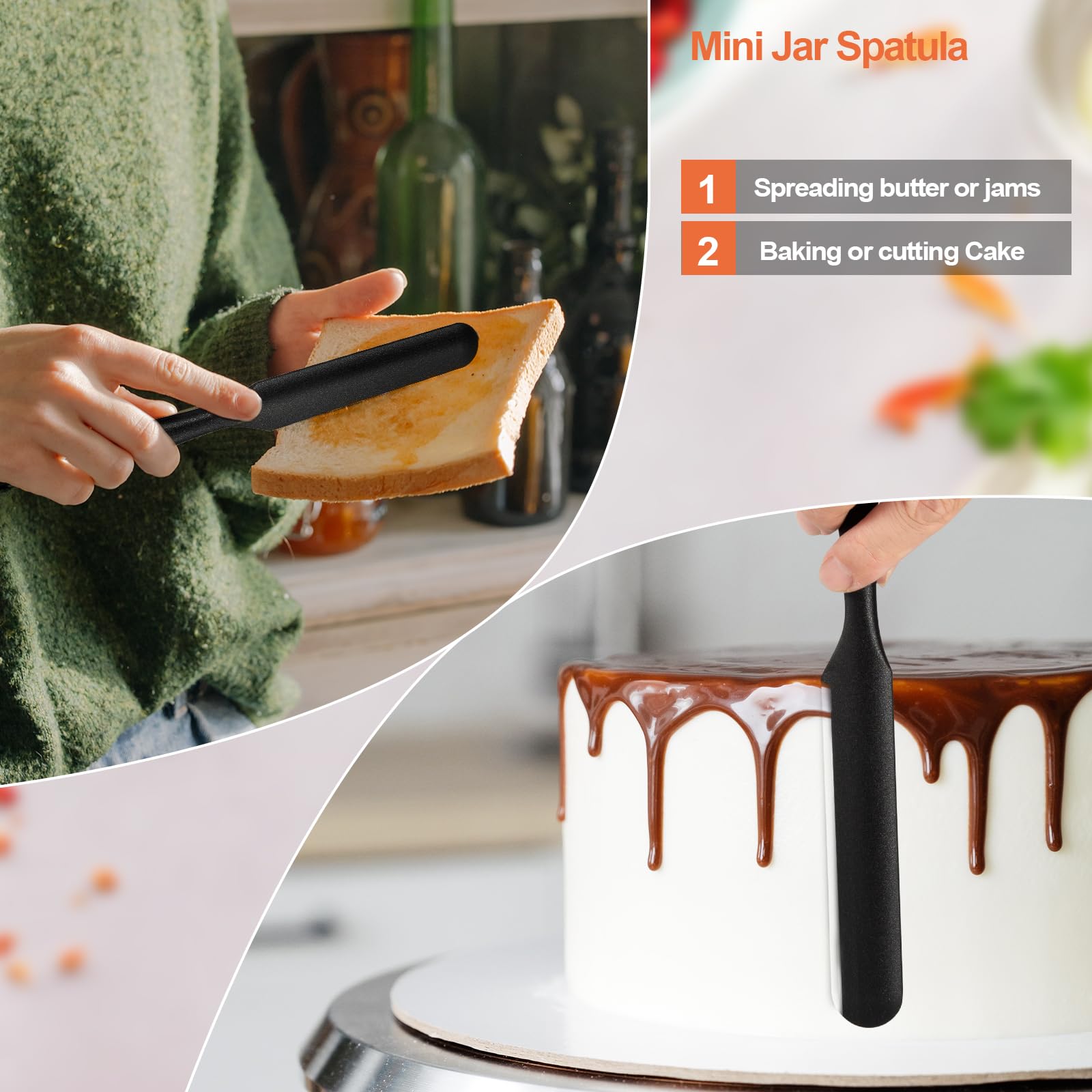3 Pack Silicone Spatulas, Solid & Slotted Turner Spatula Set for Nonstick Cookware, High Heat Resistant BPA Free Rubber Kitchen Cooking Utensils, Idea for cooking Fish, eggs, steak, Baking - Gray