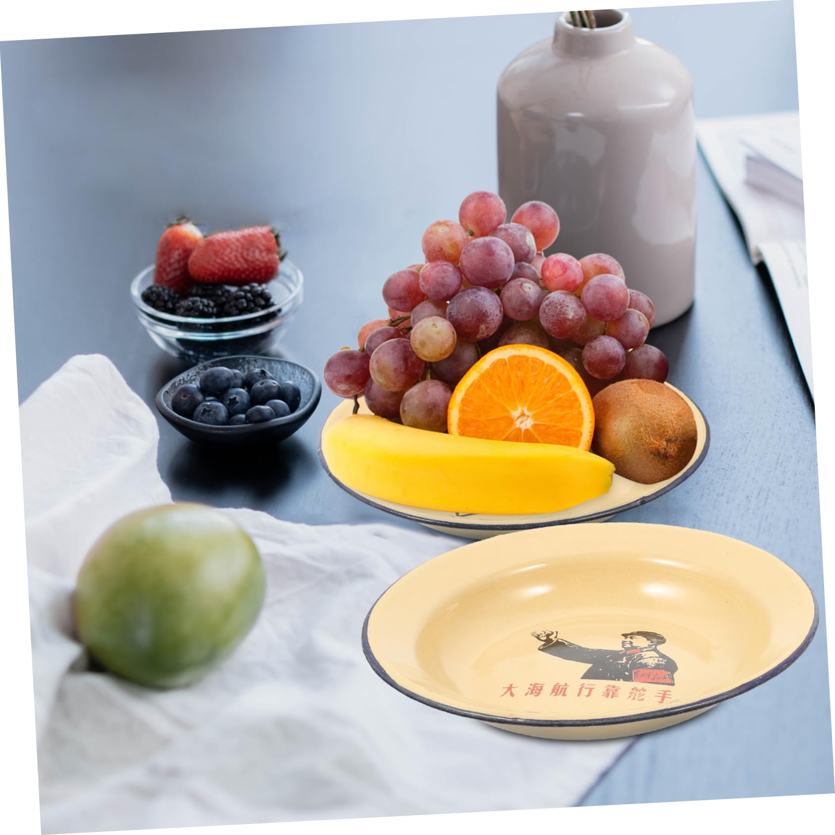 BESTOYARD Salad Pasta Bowls 4 Pcs Enamel Fruit Tray Vintage Table Tray