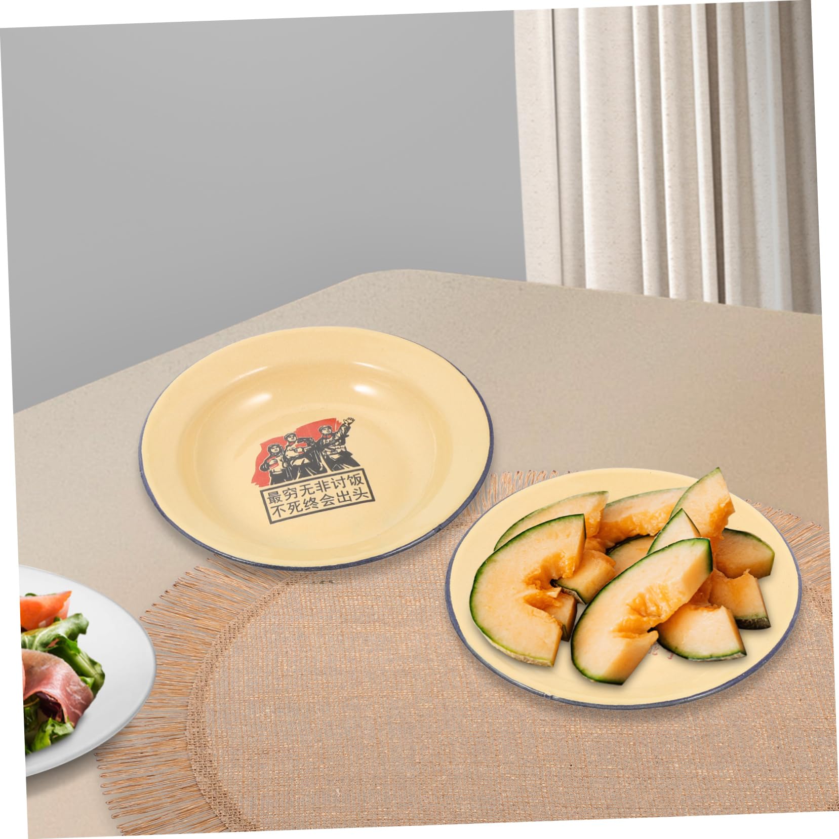 BESTOYARD Salad Pasta Bowls 4 Pcs Enamel Fruit Tray Vintage Table Tray
