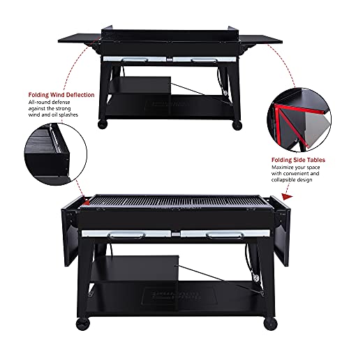 Royal Gourmet GB8003 Flat Top Grills Outdoor Cooking Propane Gas Grill and Griddle Combo, Outdoor Party or Backyard BBQ, Black