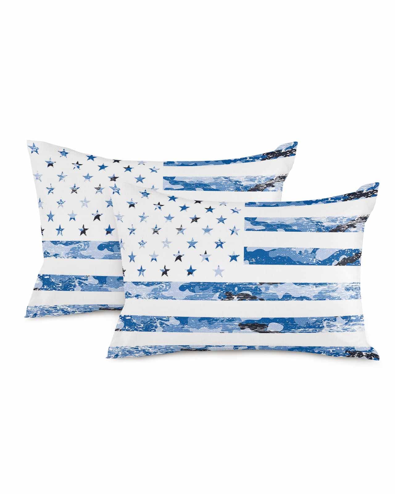 Pillow Cases Linen Pillow Shams Independence Day Camo American Flag Patriotic Pillow Cases Set of 2 12x20 Inches Pillowcases Rectangle Cushion Covers Flax Soft Linen Pillow Covers for Couch Sofa