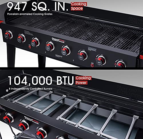 Royal Gourmet GB8003 Flat Top Grills Outdoor Cooking Propane Gas Grill and Griddle Combo, Outdoor Party or Backyard BBQ, Black