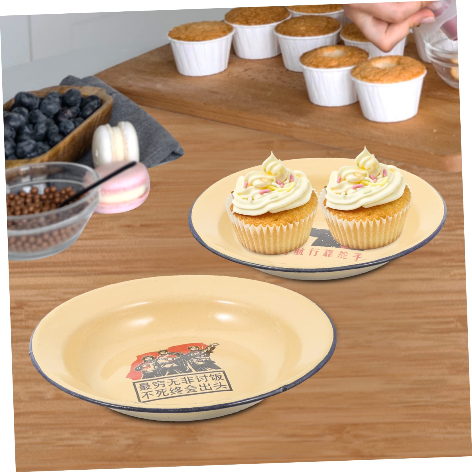 BESTOYARD Salad Pasta Bowls 4 Pcs Enamel Fruit Tray Vintage Table Tray