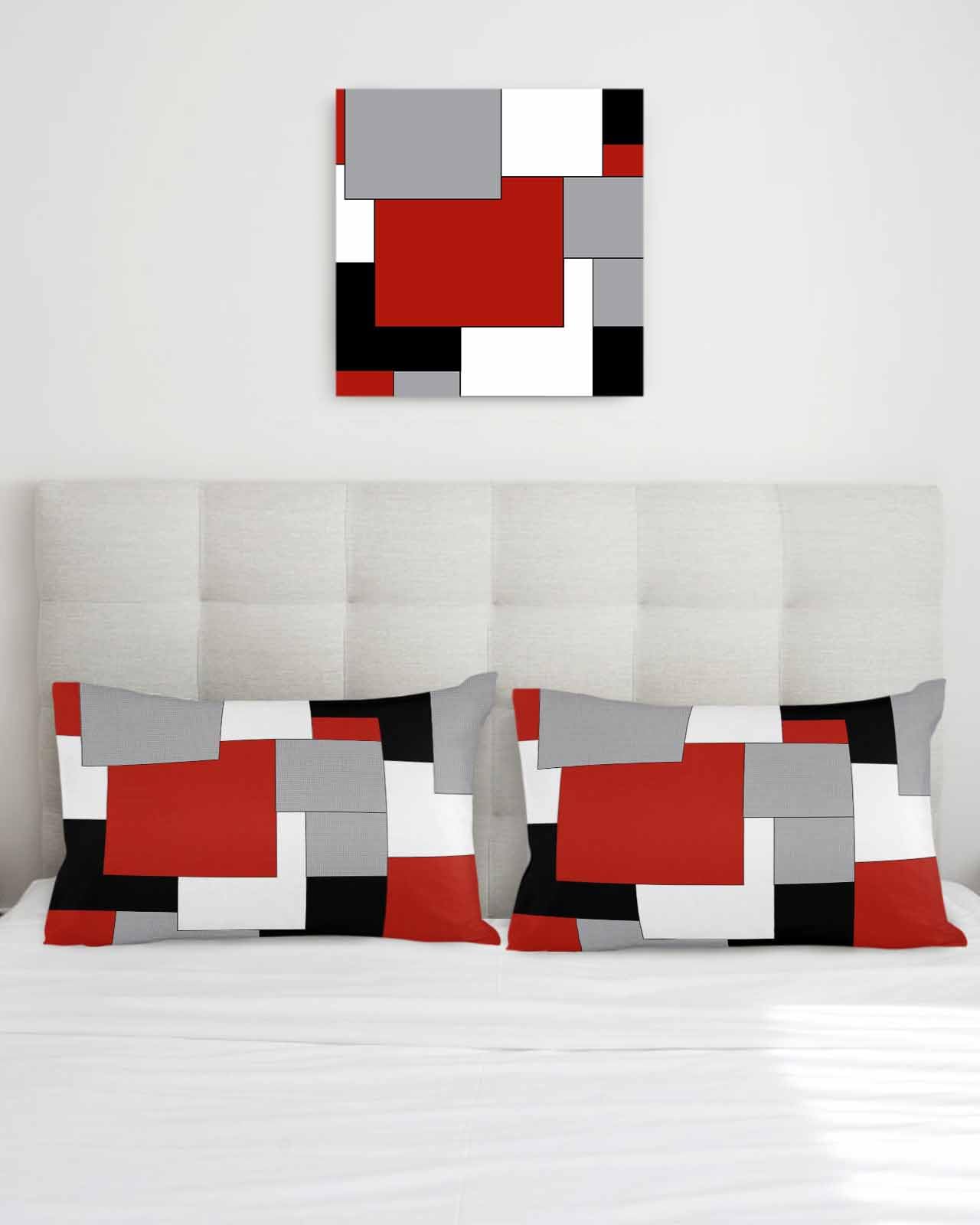 Pillow Cases Linen Pillow Shams White Grey Black Red Abstract Irregular Geometric Pillow Cases Set of 2 12x20 Inches Pillowcases Rectangle Cushion Covers Flax Soft Linen Pillow Covers for Couch Sofa