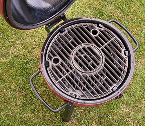 Char-Griller E06614 AKORN Jr. Portable Kamado Charcoal Grill, Red