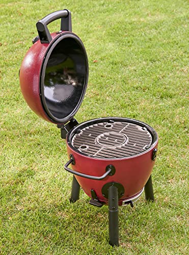 Char-Griller E06614 AKORN Jr. Portable Kamado Charcoal Grill, Red