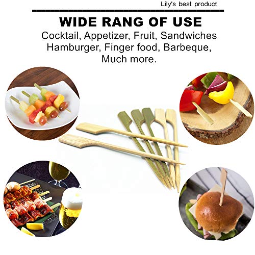 3.5 inch Bamboo wood wooden Paddle Picks Skewers Toothpicks for Cocktail,Appetizers,Fruit,Sandwich,Barbeque Snacks.More Size Choices 3.5''/ 4.7''/ 7''/ 10'' (Pack of 100)