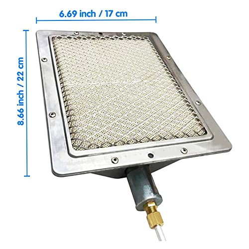 MENSI BBQ Grill Stove Heater Burner Replacement Parts 8.66"x 6.69" (220x170mm) Infrared Heating Flame Ceramic Burner Head