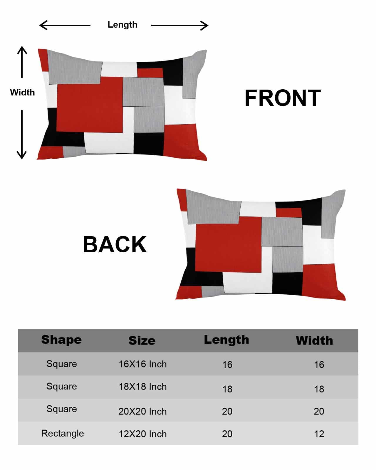 Pillow Cases Linen Pillow Shams White Grey Black Red Abstract Irregular Geometric Pillow Cases Set of 2 12x20 Inches Pillowcases Rectangle Cushion Covers Flax Soft Linen Pillow Covers for Couch Sofa