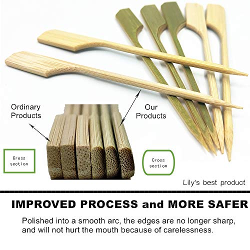 3.5 inch Bamboo wood wooden Paddle Picks Skewers Toothpicks for Cocktail,Appetizers,Fruit,Sandwich,Barbeque Snacks.More Size Choices 3.5''/ 4.7''/ 7''/ 10'' (Pack of 100)