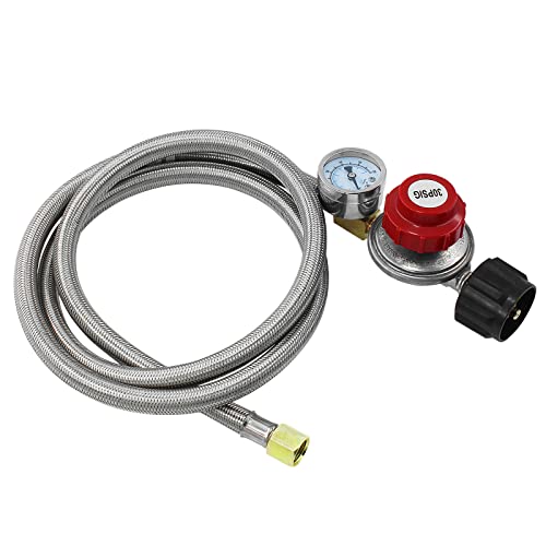 MENSI 0-30PSI High Pressure Adjustable Propane Regulator with Braided Hose 60inches