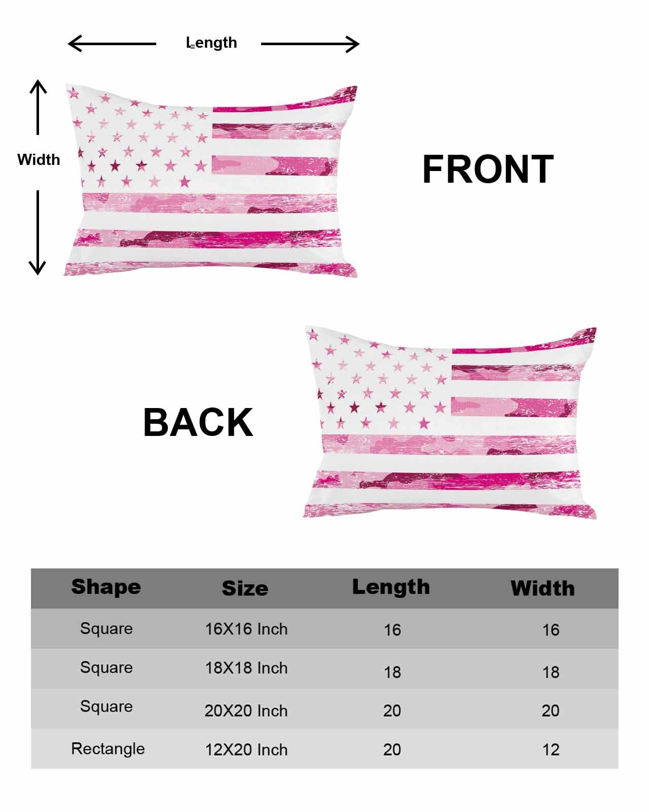 Pillow Cases Linen Pillow Shams Independence Day Pink Camo American Flag Patriotic Pillow Cases Set of 2 12x20 Inches Pillowcases Rectangle Cushion Covers Flax Soft Linen Pillow Covers for Couch Sofa