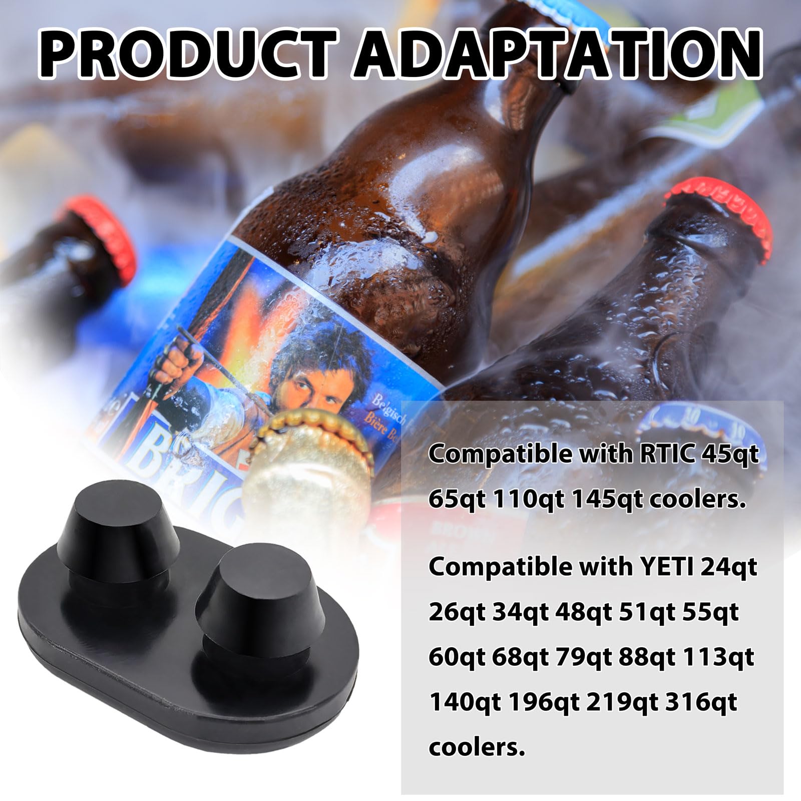 GrliTra Cooler Feet Replacement Non-Slip Rubber Feet for RTIC Coolers Models 45qt 65qt 110qt 145qt Durable Thickened Rubber Feet Outdoor Camping Protection for YETI Cooler Accessories, Black (4 Pcs)