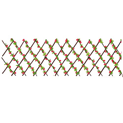 ZXCFTG Artificial Flower Fence Screen, Artificial Hedge with Flowers Expandable Fence Privacy Screen for Backdrop Garden Backyard Home Decorations