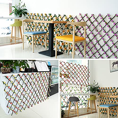 ZXCFTG Artificial Flower Fence Screen, Artificial Hedge with Flowers Expandable Fence Privacy Screen for Backdrop Garden Backyard Home Decorations