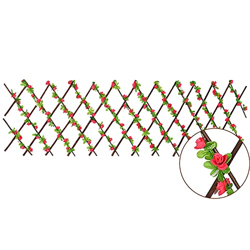 ZXCFTG Artificial Flower Fence Screen, Artificial Hedge with Flowers Expandable Fence Privacy Screen for Backdrop Garden Backyard Home Decorations