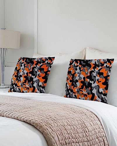 zzsunfeel Pillow Cases Linen Pillow Shams Camo Pillow Cases Set of 2 20x20 Inches Pillowcases Square Cushion Covers Flax Soft Linen Pillow Covers for Couch Sofa