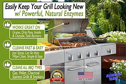 Absolutely Clean IT JUST WORKS as Grill Cleaner Spray! - Professional Strength, Natural Enzyme Formula - Fast Acting, Fume Free - USA Made (16oz Spray Bottle)