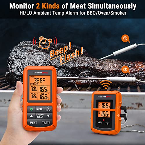 ThermoPro TP20 500FT Wireless Meat Thermometer with Dual Meat Probe, Digital Cooking Food Meat Thermometer Wireless for Smoker BBQ Grill Thermometer