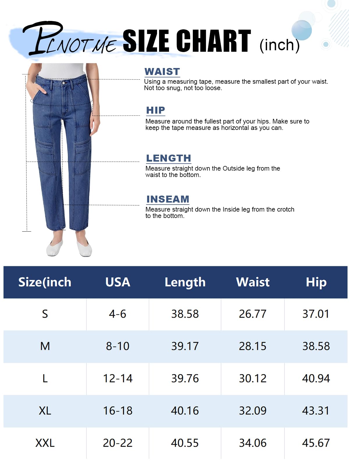 PLNOTME Women's High Waisted Jeans Straight Leg Cargo Trendy Denim Pants with Pockets Light Blue
