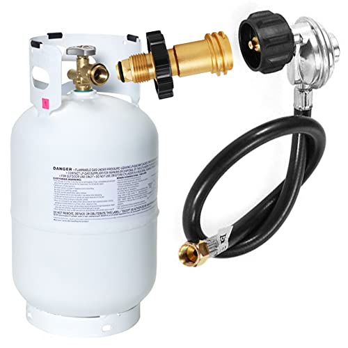 Uenede Brass Propane Tank Adapter with Wrench Converts POL LP Tank Service Valve to QCC1/Type1 Hose or Regualtor Old to New Type Connection