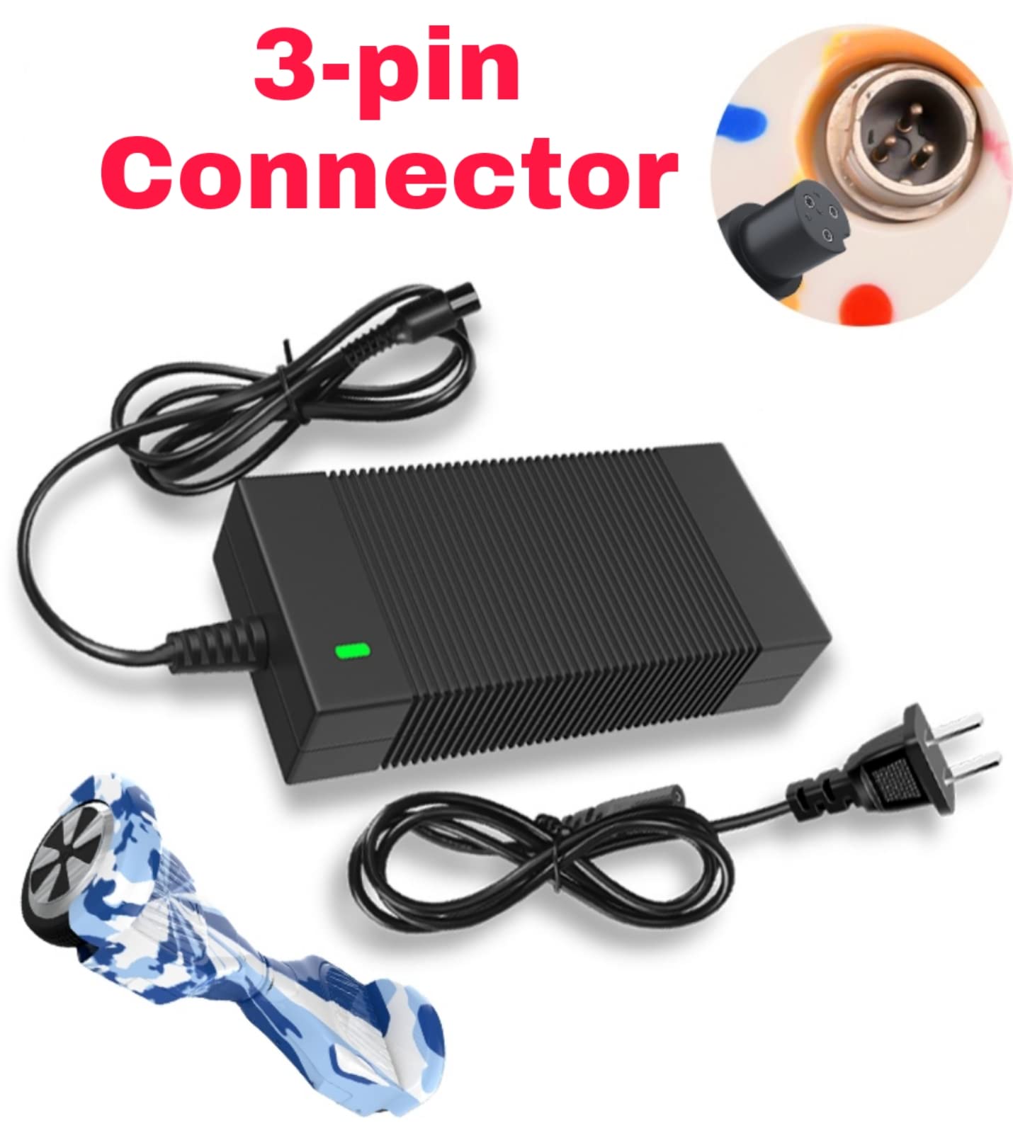 29.4V 1.5A/ 1A/ 0.6A 3-Prong Charger for Hover-1 Swagtron Jetson 24V/ 25.2V/ 25.9V Models (Note: 7S Battery ONLY!) Lithium Battery (NOT for 36V/42V!!) Power Charger
