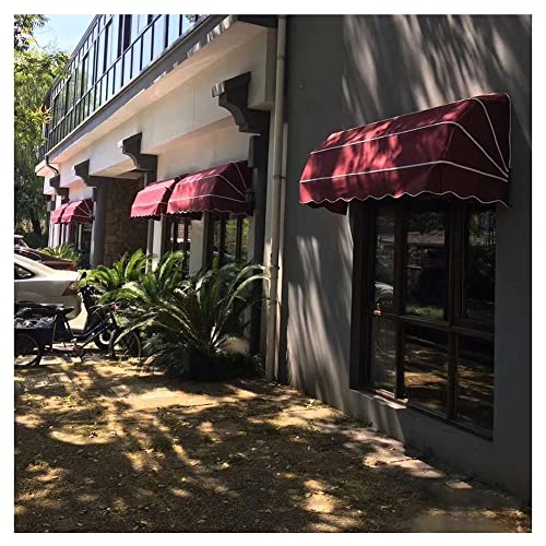 Door Canopy/Entry Awning/Window Awning with Sun Brella Canvas, Foldable Galvanized Bracket, Fully Assembled (Color : Red, Size : 80x60x60cm)