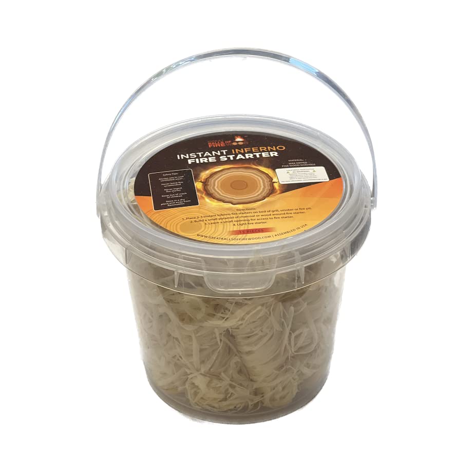 GBOF Instant Inferno Fire Starters I 15 Count Natural Firestarters I Water Resistant Storage Bin I Indoor or Outdoor Use